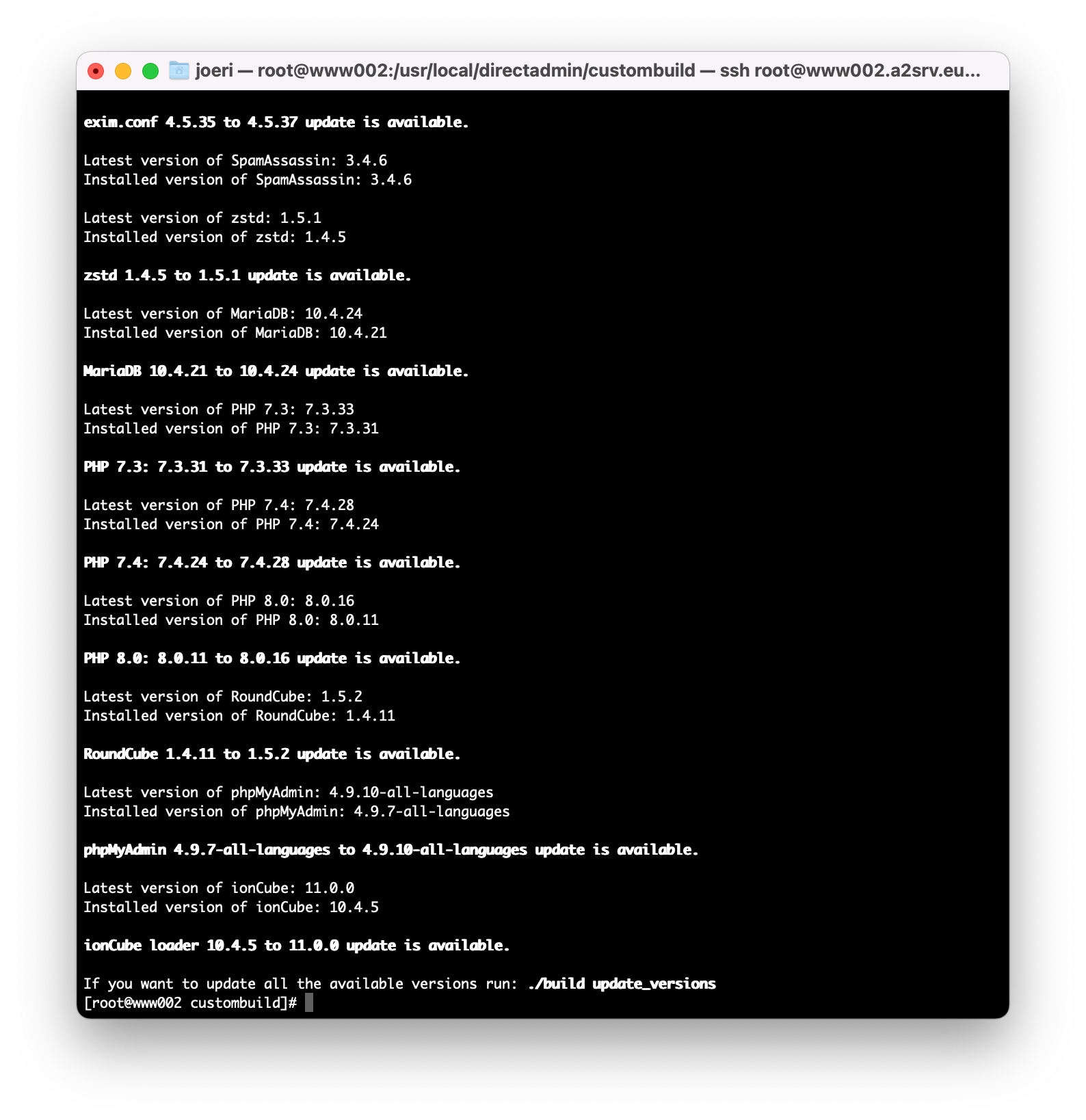 How To Update Directadmin Hostio Solutions